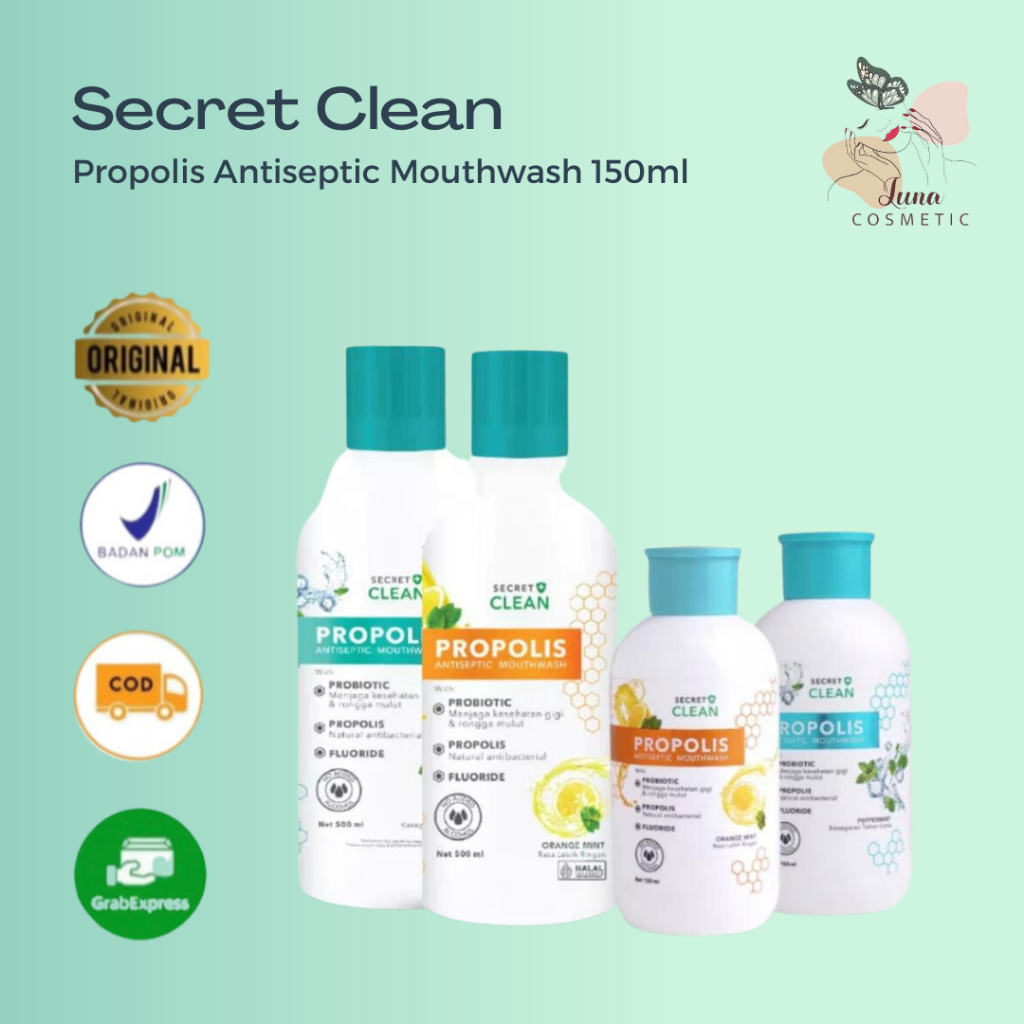 Jual SECRET CLEAN Antiseptic Mouthwash Propolis 150ML | 500ML | Shopee ...