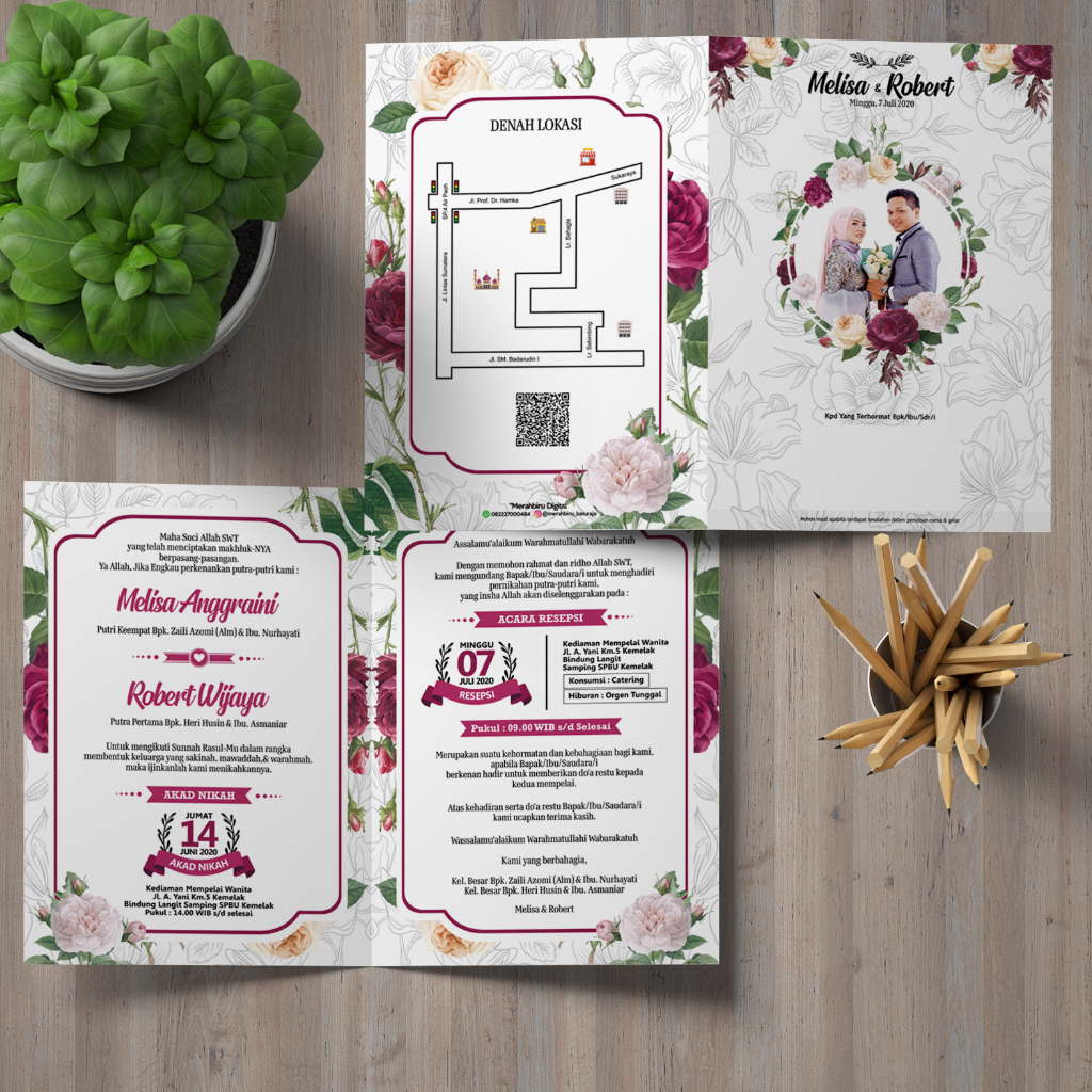 Jual UNDANGAN PERNIKAHAN LIPAT 2 SIMPEL TEMA BUNGA | Shopee Indonesia