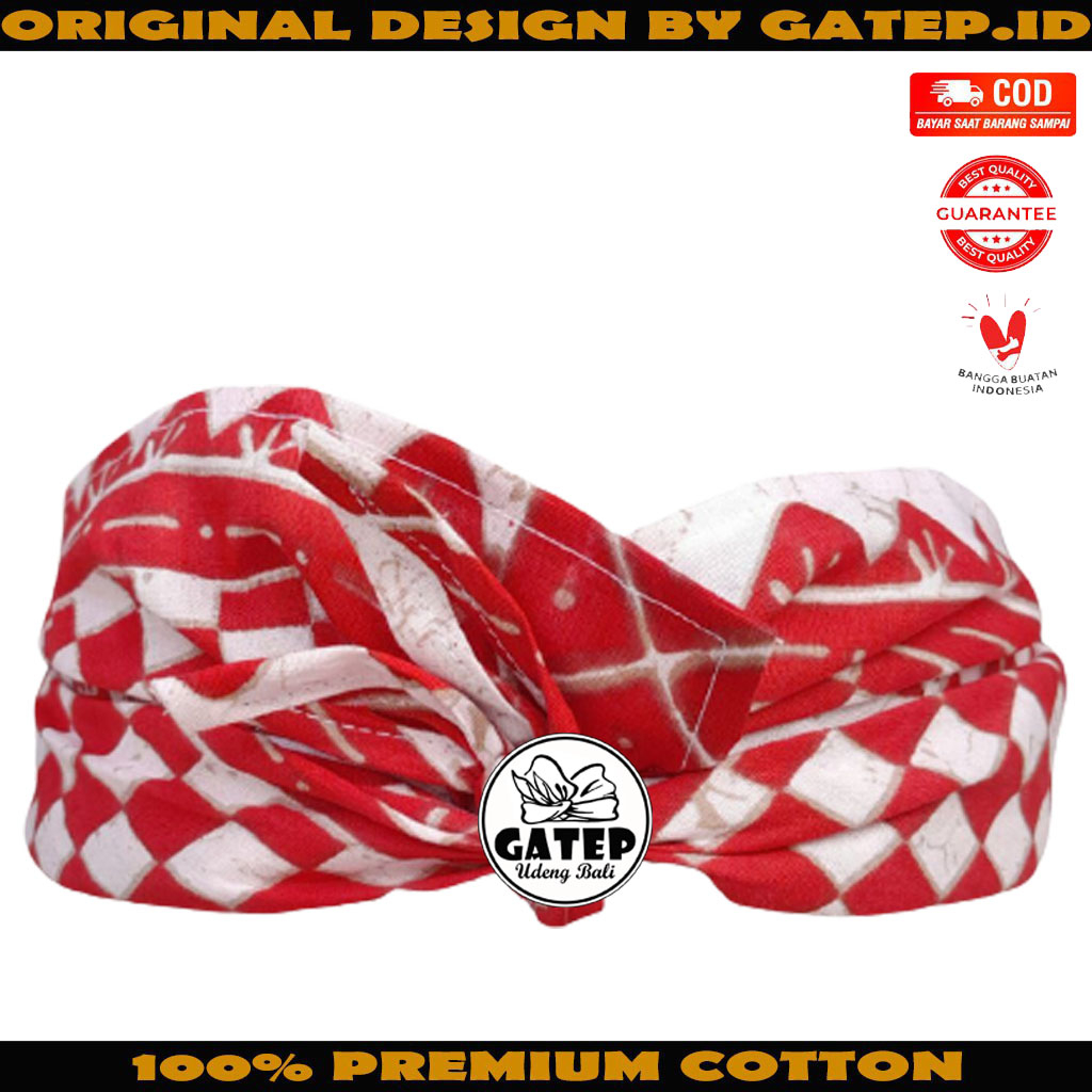 Jual Udeng Batik Bali Indigo Merah Kotak Catur Poleng Setengah Jadi ...