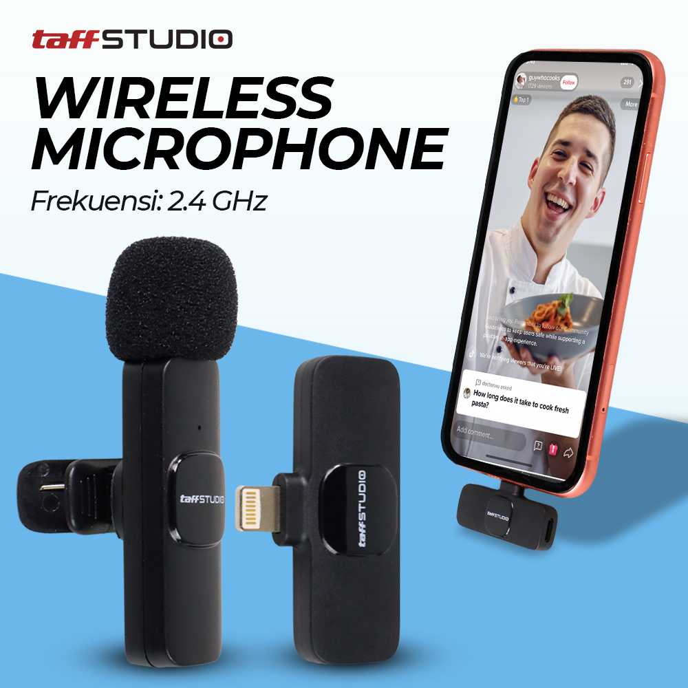 Jual TaffSTUDIO Wireless Lavalier Lapel Microphone Live Stream Hp Clip ...