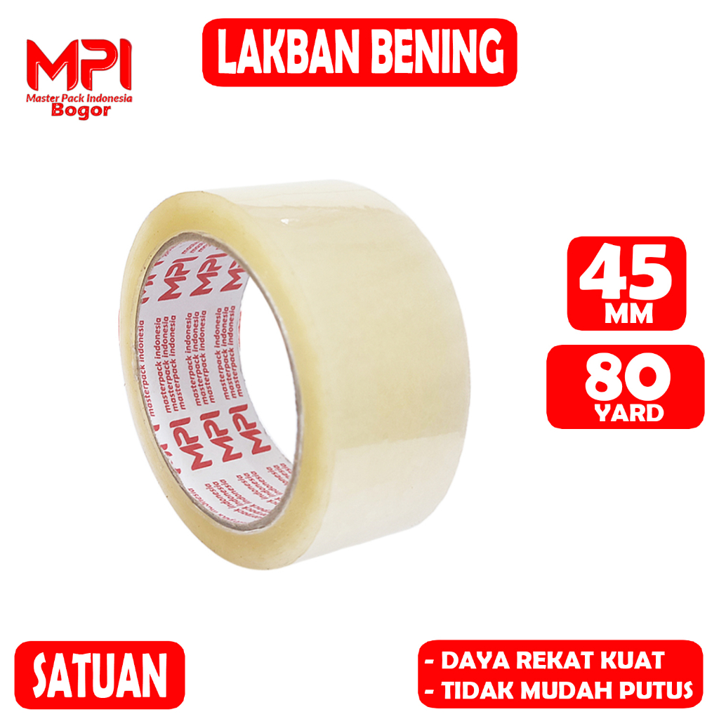 Jual Lakban Bening MPI 45 mm x 80 Yard / Lakban Packing - Master Pack ...