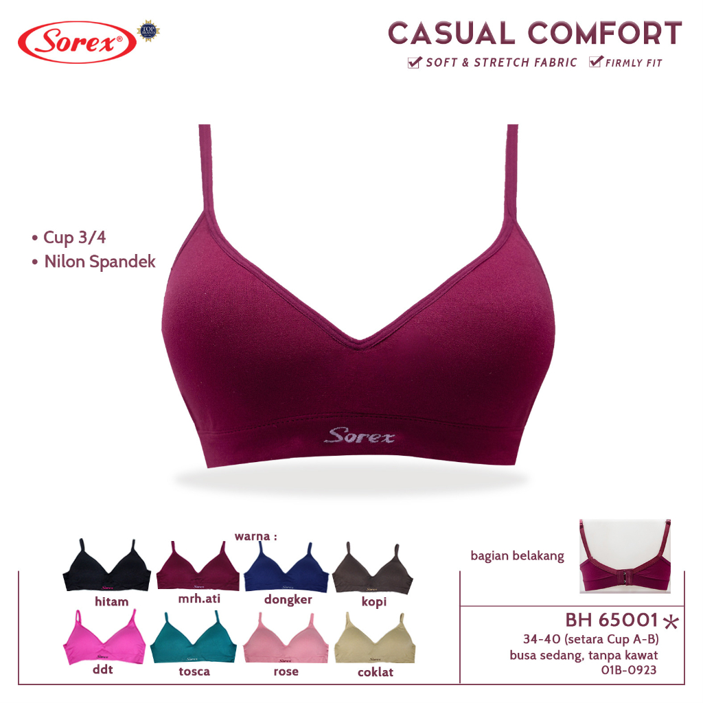 Jual Sorex Bra Tanpa Kawat Busa Kait 2 Setara Cup B Bra Harian Casual ...