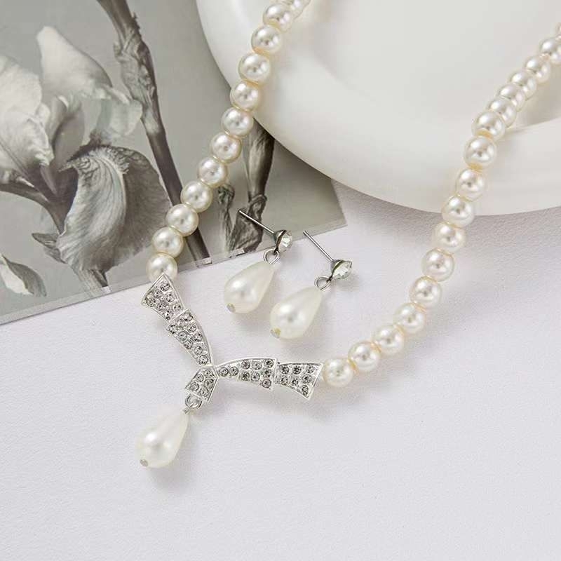 Jual [KS32] Kalung set mutiara simple elegan | Shopee Indonesia