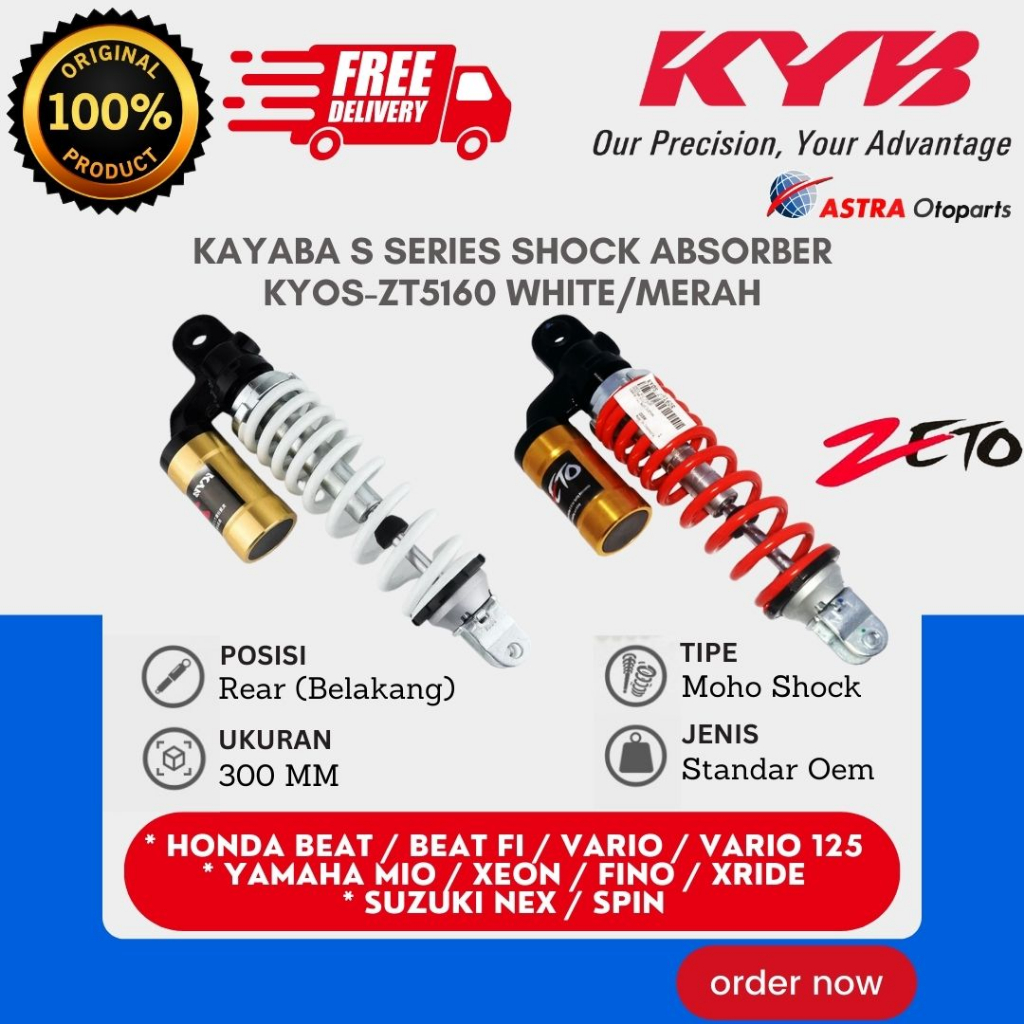 Jual SHOCKBREAKER + TABUNG KAYABA KYOS-ZT5160W UNTUK MOTOR ALL MATIC HONDA / SHOCK BREAKER ...