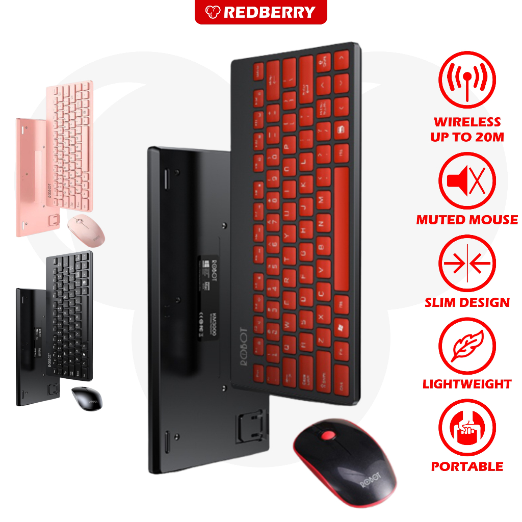 Jual Keyboard Mouse wireless ROBOT KM3000 Silent portable combo set ...