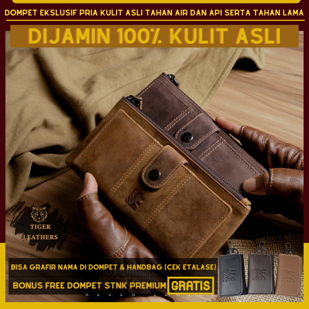 Jual Tigerleathers - Dompet Pria Kartu Panjang Cowok Lipat Kulit Asli ...