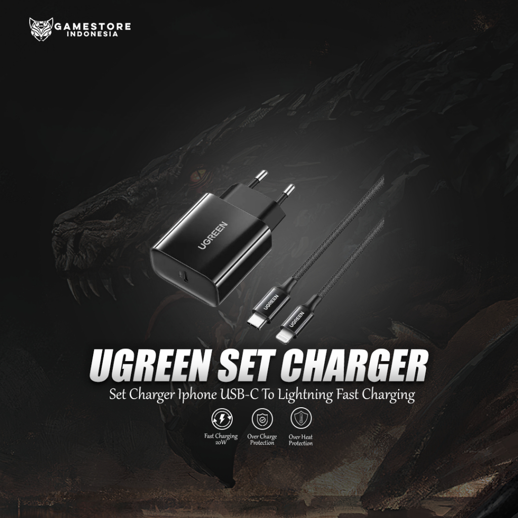 Jual UGREEN Charger Iphone USB-C to Lightning, SET Charger MFI FAST ...