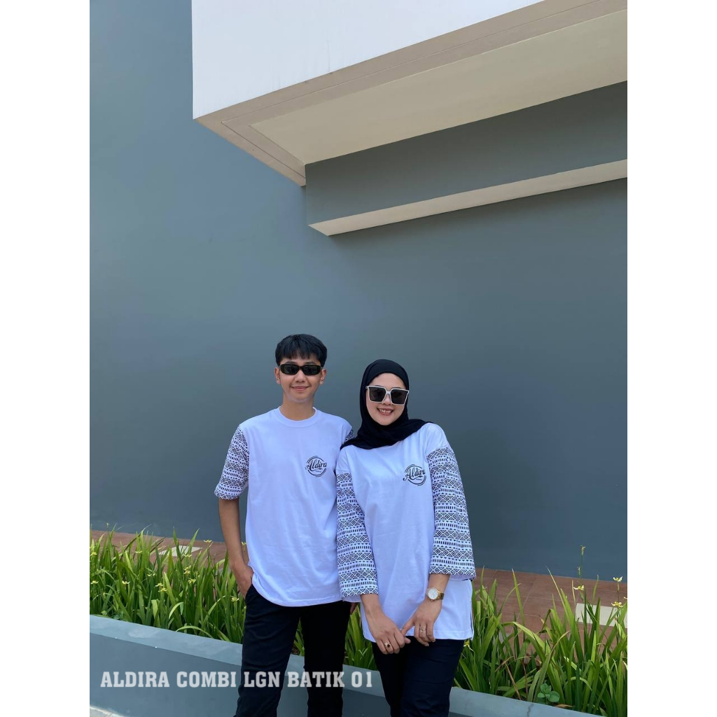Jual aldira kaos couple oversize combi lengan batik Terbaru / Baju pria ...