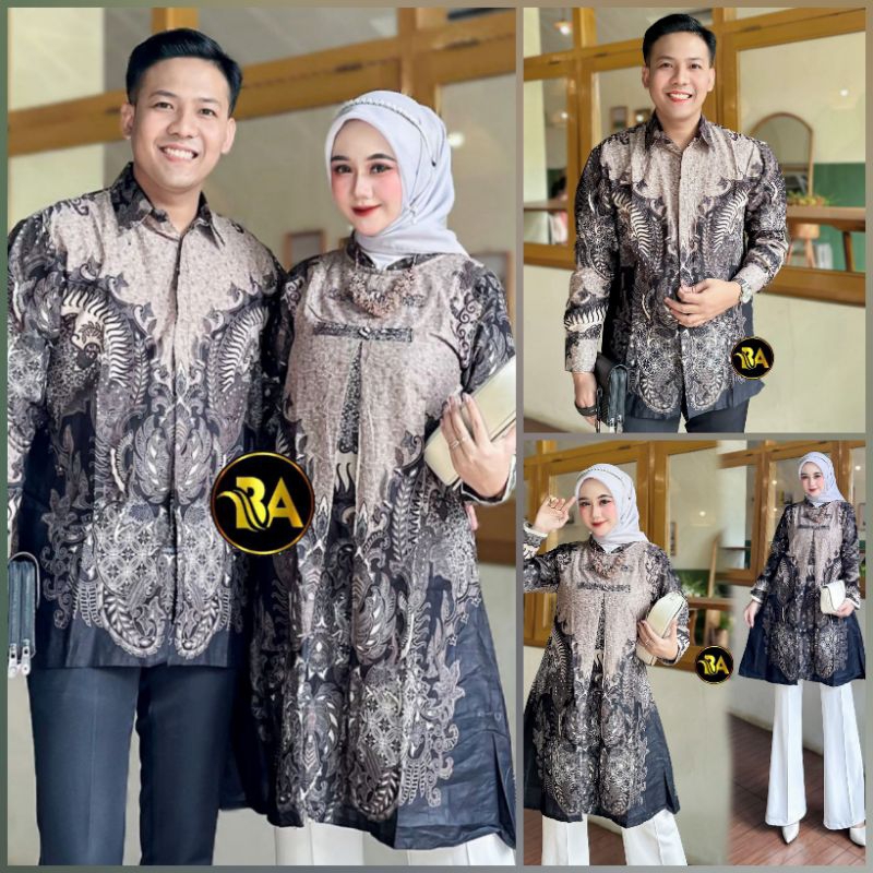 Jual Batik Tunik Couple Modern Set Pakaian Couple Kemeja Batik Pria Premium Baju Batik Atasan ...