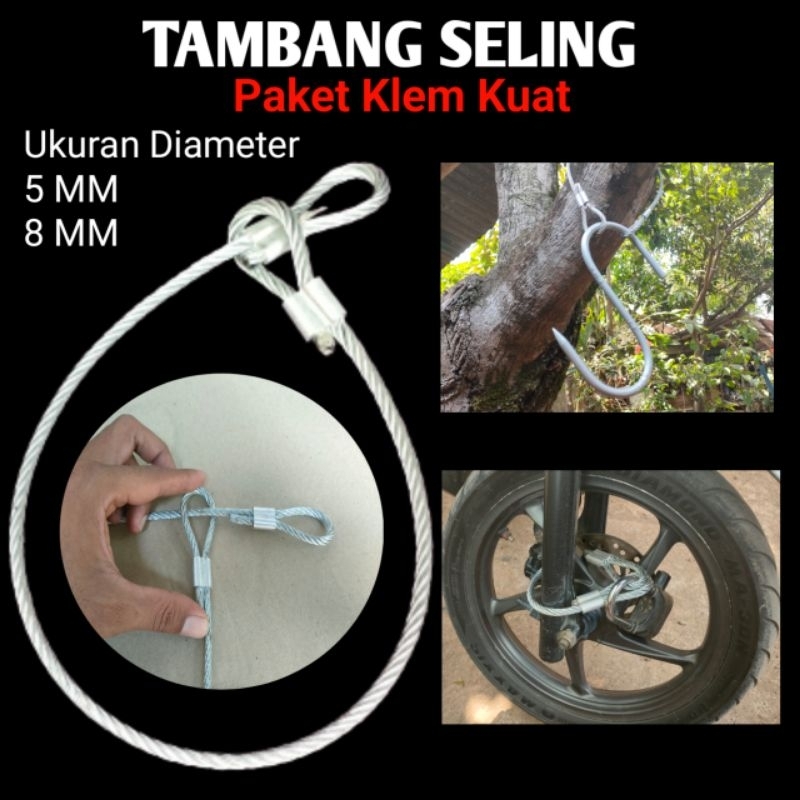 Jual Paket tali tambang seling kuat klem paten tahan karat alat tarik ...