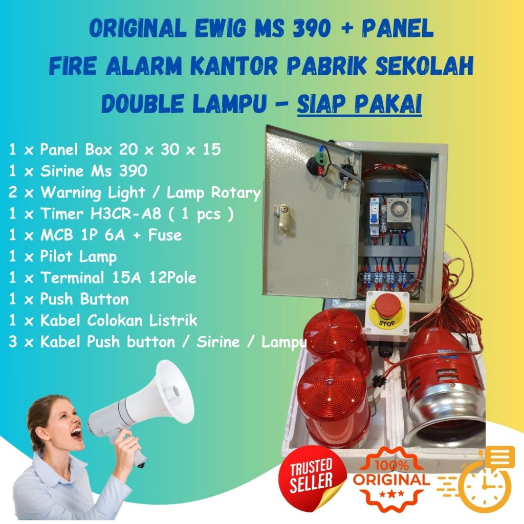 Jual Panel Alarm Kebakaran Istirahat Pabrik Kantor Dua Lampu Timer ...
