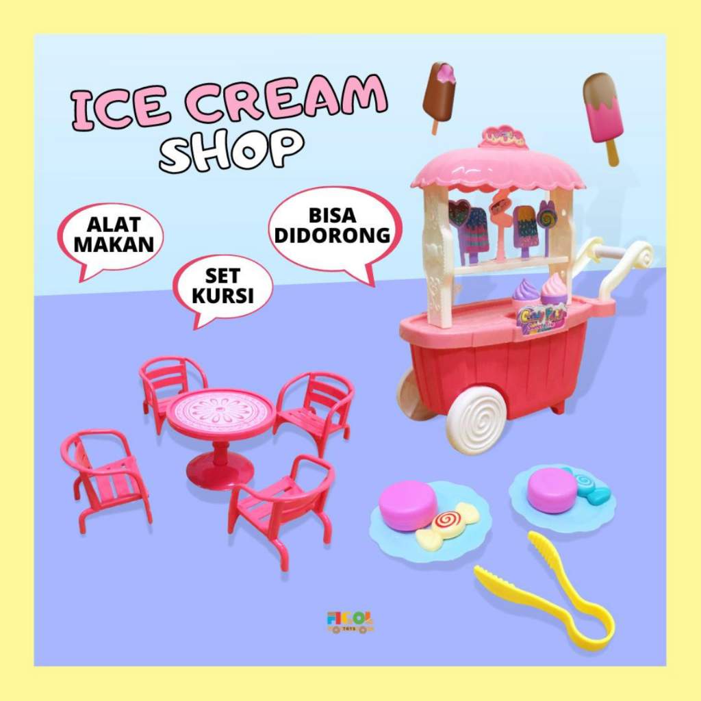 Jual Figoltoys Mainan Anak Trolly Ice Cream Bisa Di Dorong Candy Party ...