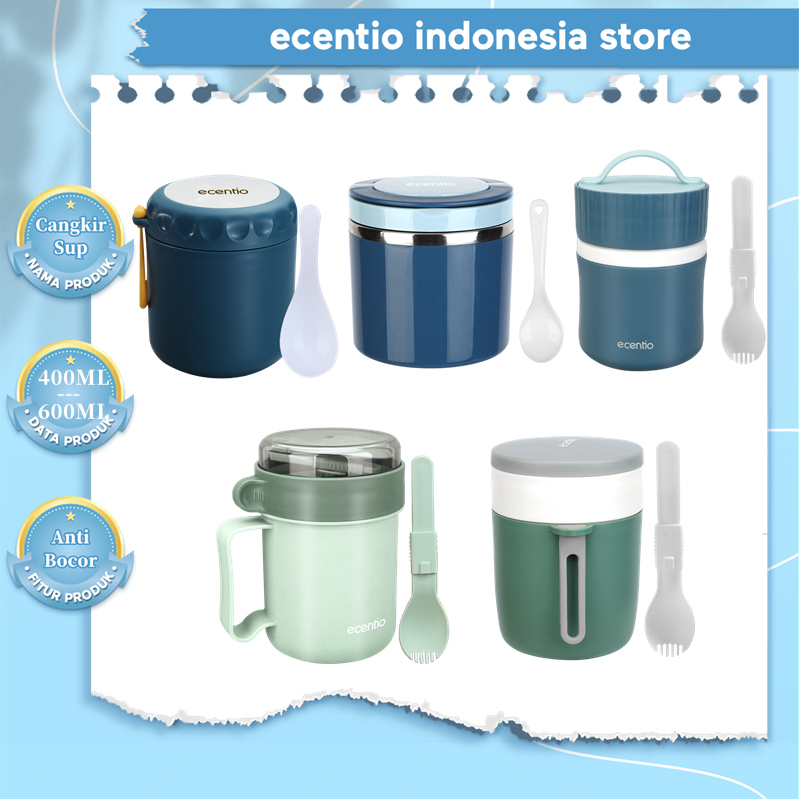 Jual ecentio cangkir sup portable soup tahan panas anti tumpah lunch box tempat sup tahan panas ...