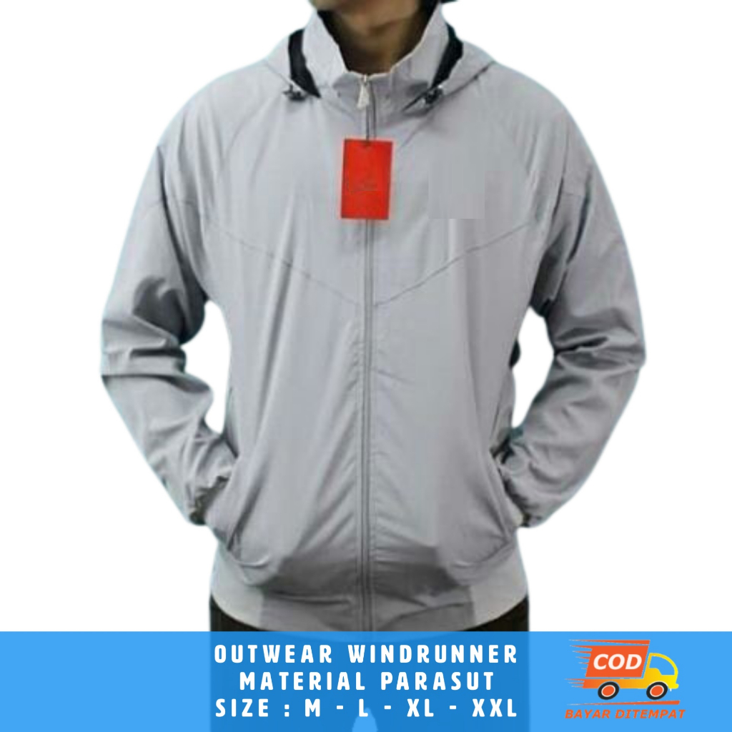Jual Jaket Parasut Windbreaker Polos Abu Muda | Shopee Indonesia