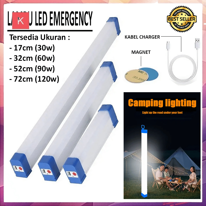 Jual ANG LAMPU NEON LED PORTABLE T7 EMERGENCY 30W 60W 90W 120W / LAMPU MULTIFUNGSI | Shopee ...