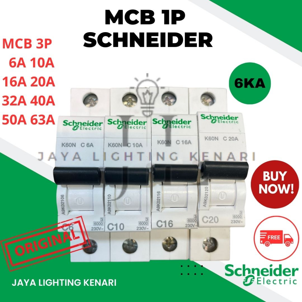 Jual MCB SCHNEIDER 1P PHASE 6A 10A 16A 20A ORIGINAL MCB 1 PHASE | Shopee Indonesia