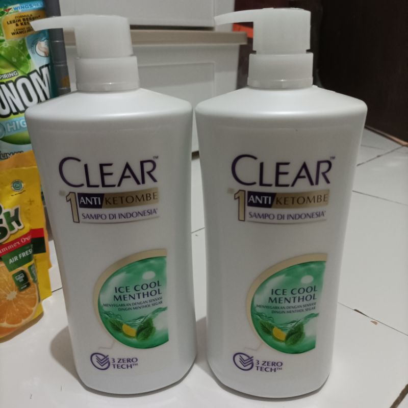 Jual Shampoo Clear Anti Ketombe Ice Cool Menthol kemasan besar botol ...