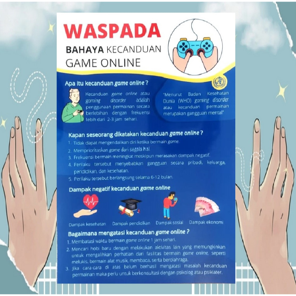 Jual Poster Waspada Bahaya Kecanduan Main Game Online | Poster Apa Itu Kecanduan Game Online ...