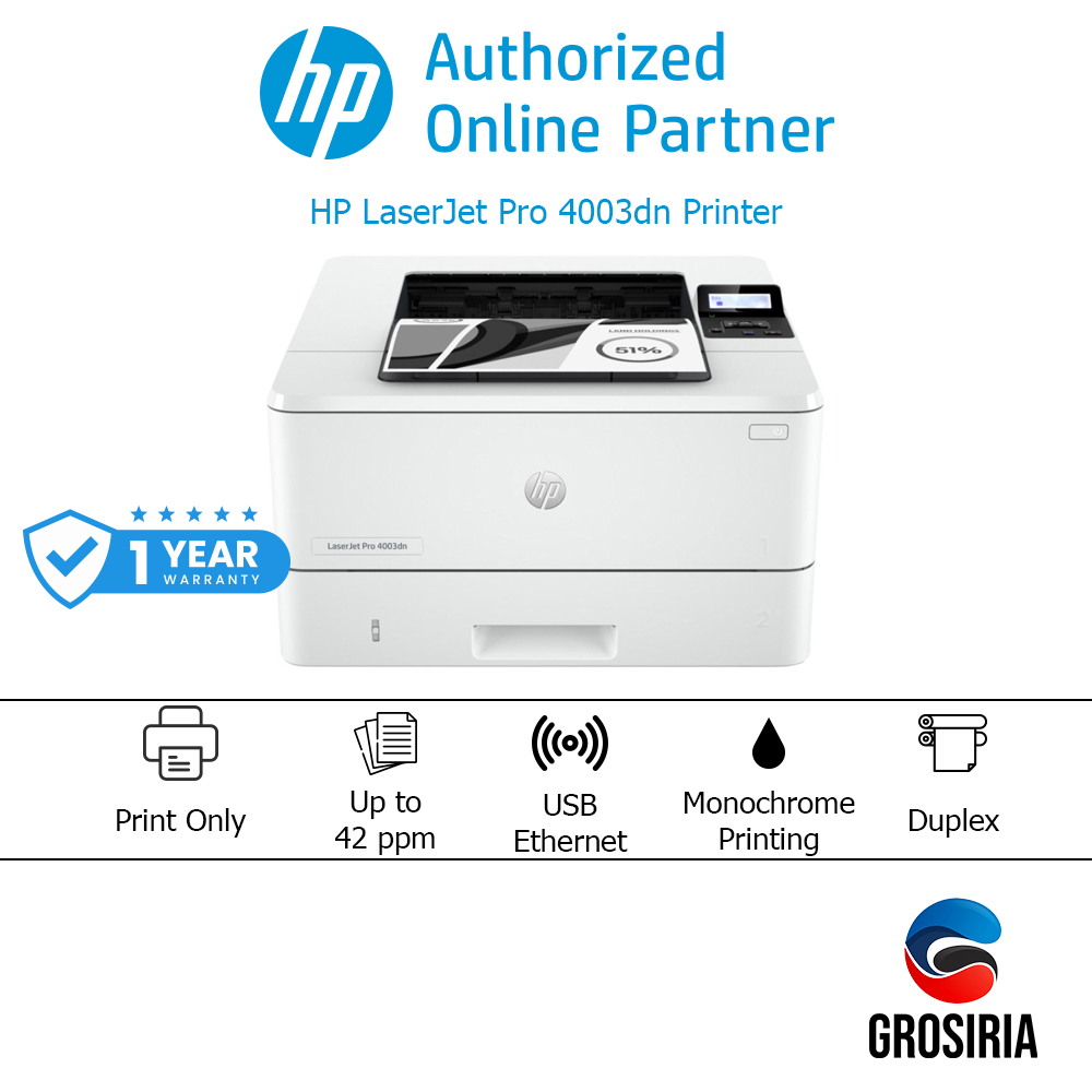 Jual HP Printer Laser Mono Hitam Putih LaserJet Pro 4003DN 4003 DN Print Duplex Network Lan ...
