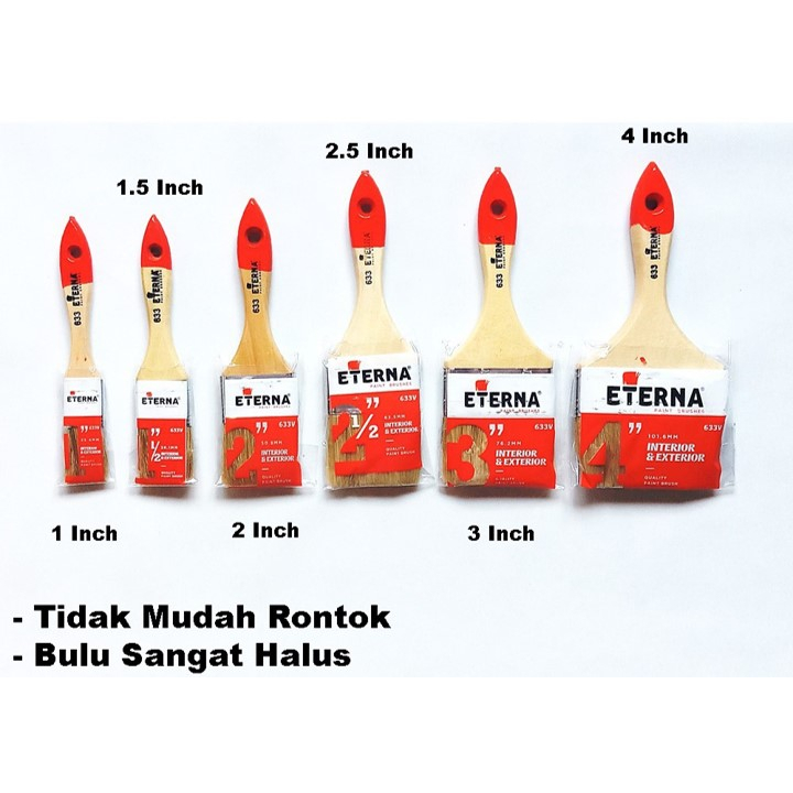Jual Kuas Cat Merk Eterna dan Prima 633 3/4 1" 1 1/2" 2" 2 1/2" 3" 4" 5 ...