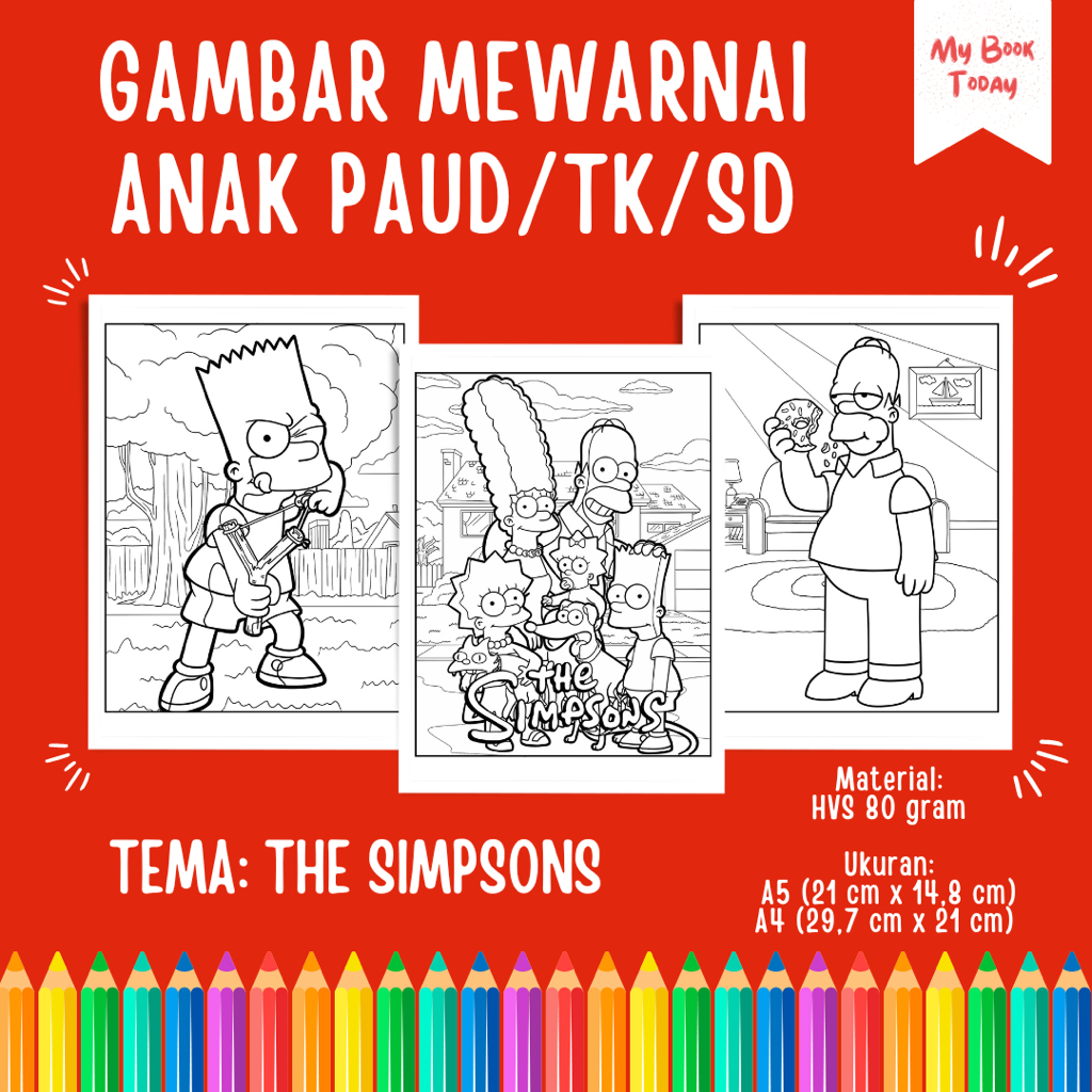Jual [My Book Today] Lembar Kertas Sketsa Gambar Mewarnai untuk Anak ...