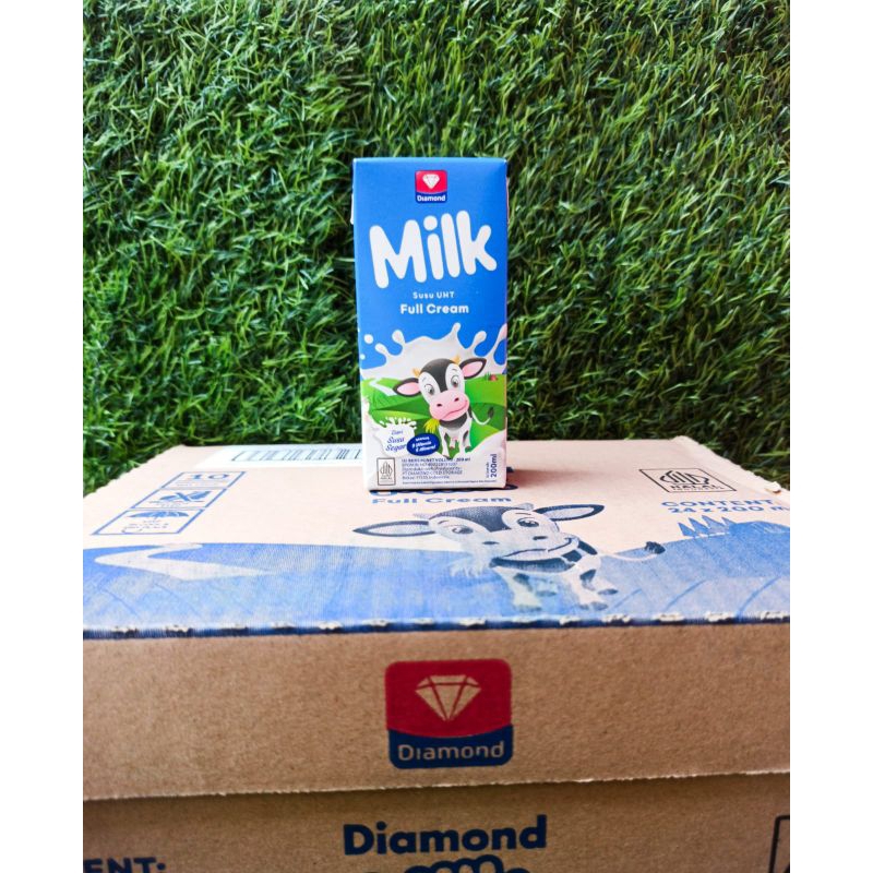 Jual Diamond Milk UHT Plain/Susu UHT 200ml x 24pcs (1 karton) | Shopee ...