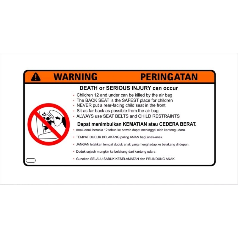Jual STICKER AIRBAG WARNING SIGN | Shopee Indonesia