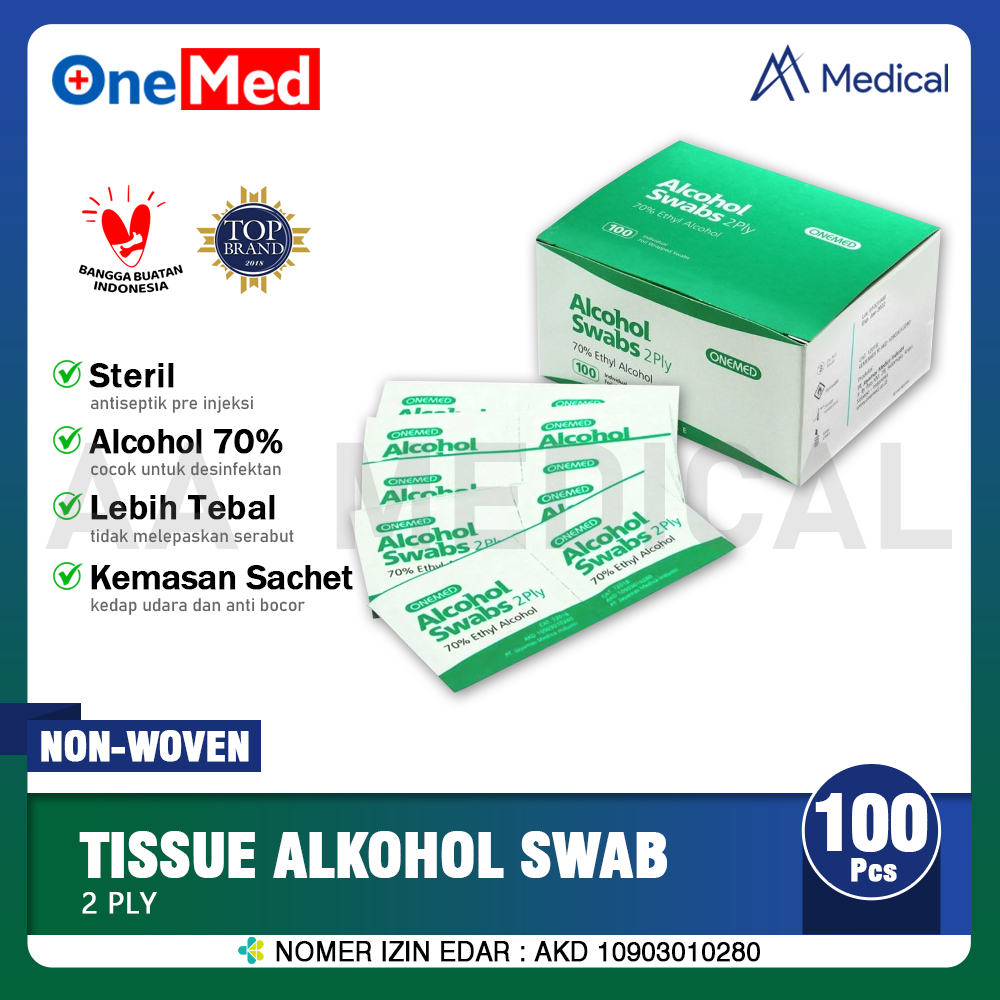 Jual ONEMED Alcohol Swabs Tissue Tisu Alkohol Steril Disinfektan Isi ...