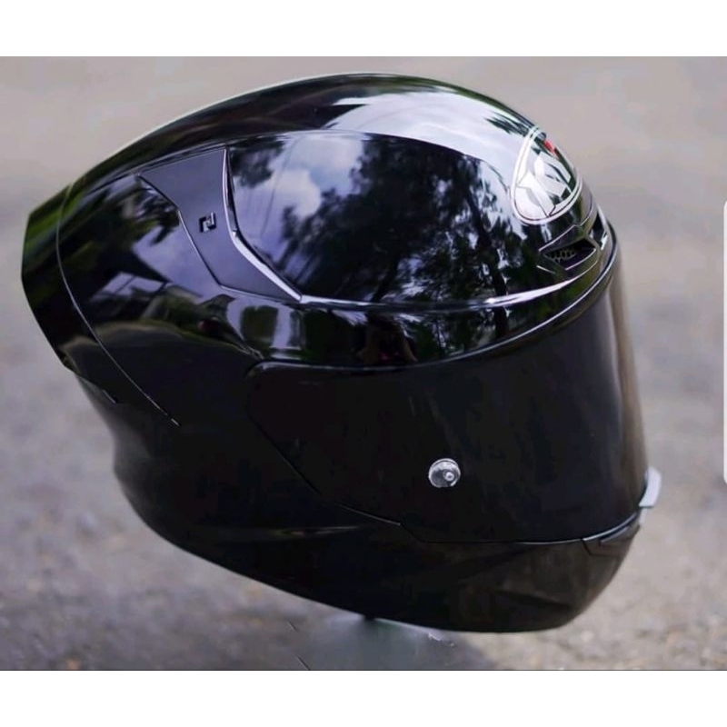 Jual HELM KYT TT COURSE SOLID BLACK GLOSSY PAKET KACA HITAM | Shopee Indonesia