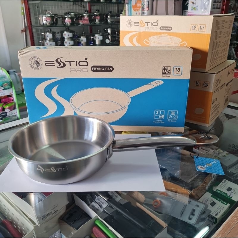 Jual 175088 Frying Pan Estio Pro 18cm, Zebra SUS 304, Thailand | Shopee ...