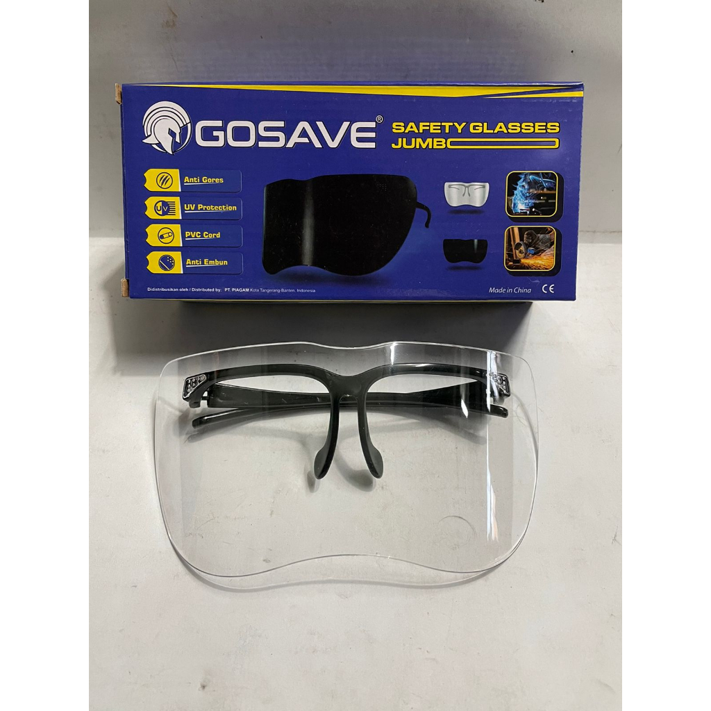 Jual GOSAVE safety glasses jumbo clear original | Shopee Indonesia