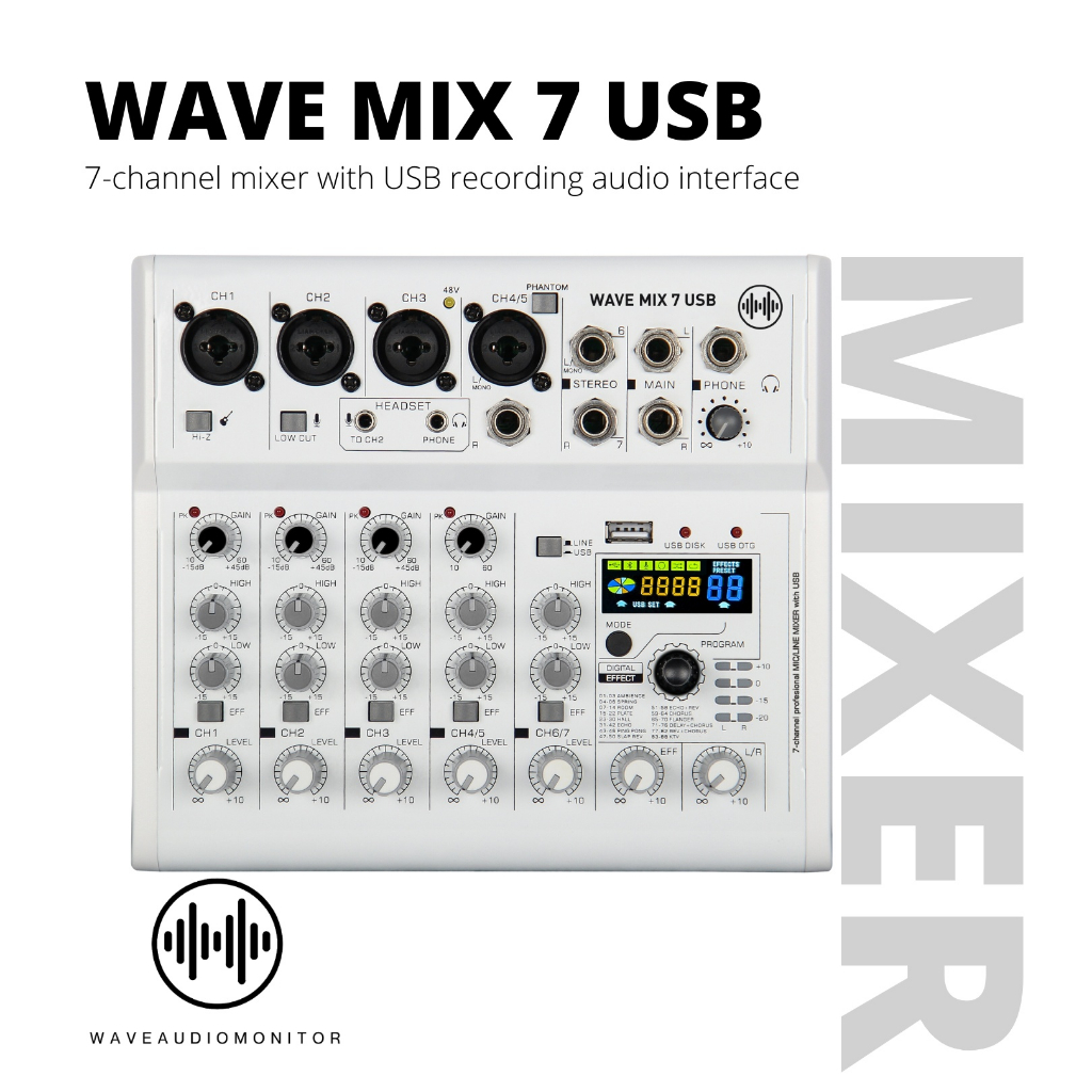 Jual WAVE MIX7USB mini mixer audio USB soundcard personal monitor ...