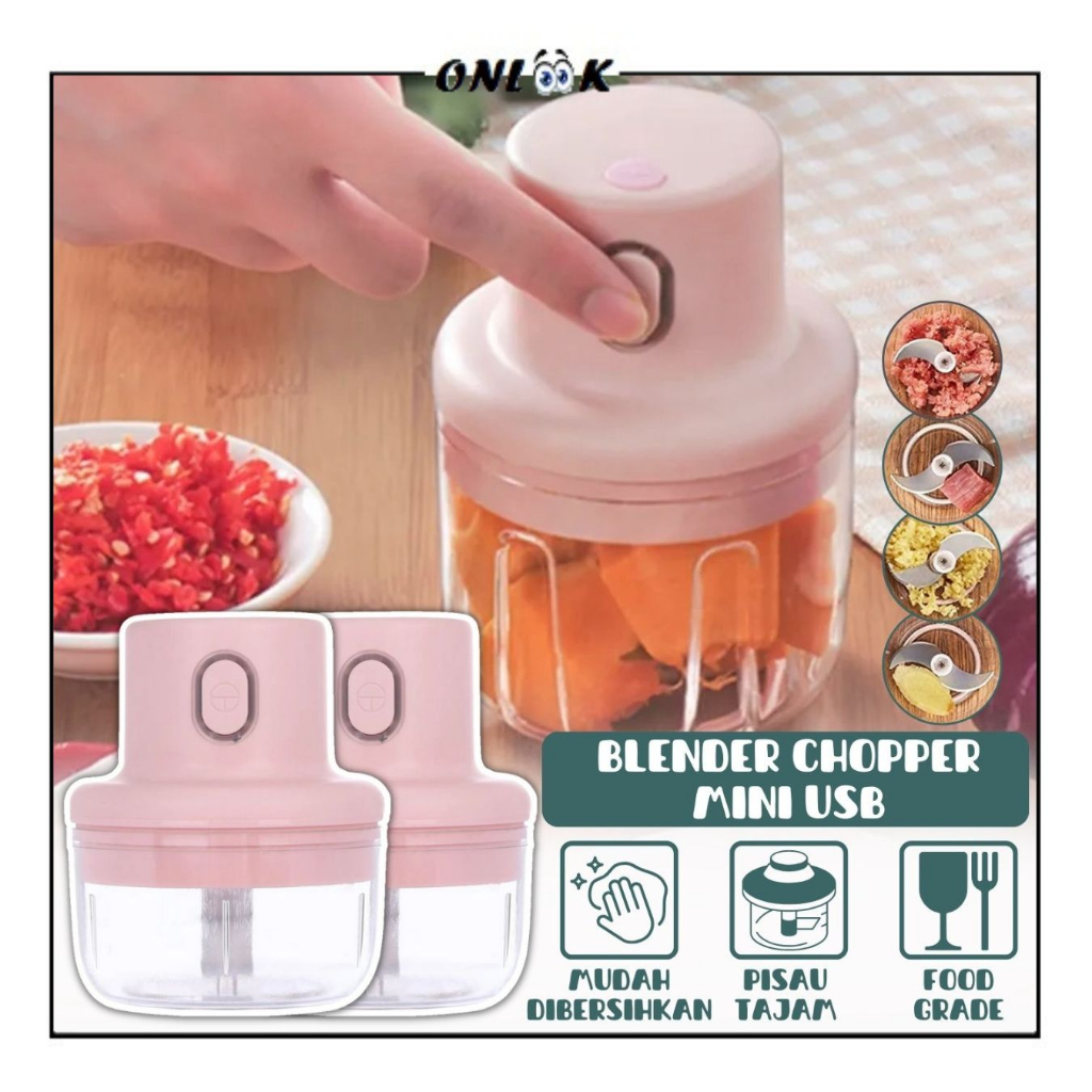Jual Blender Chopper Mini USB 100ML / Penggiling Bumbu Dapur Daging ...