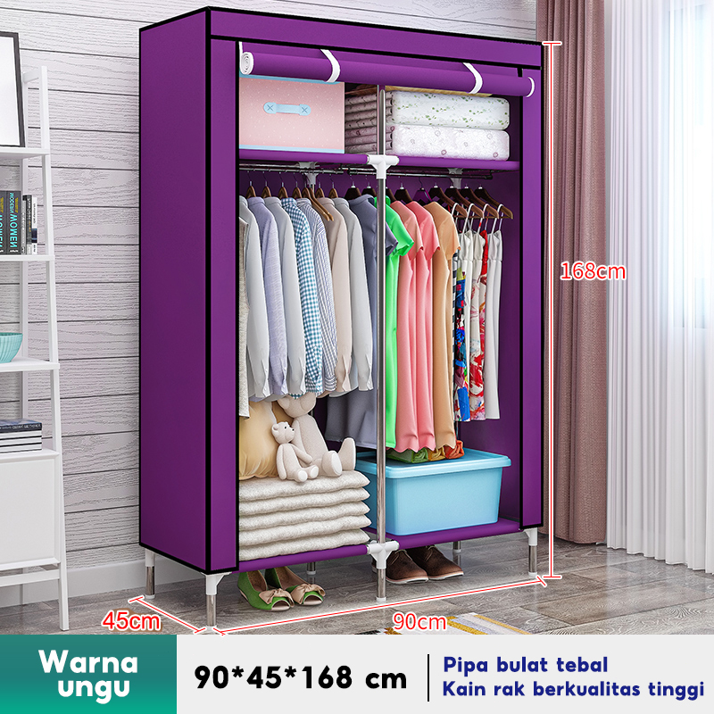 Jual Lemari Pakaian Kain Lemari Portable /3 sekat lemari baju/Kain ...