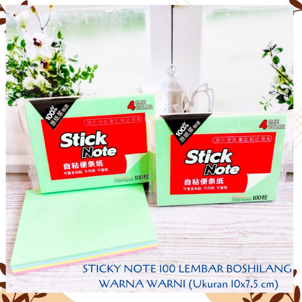 Jual Sticky note colorfull 100 lembar boshilang ukuran 10 x 7.5 cm ...