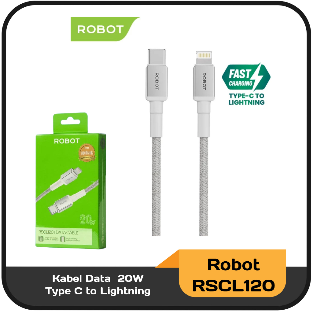 Jual Kabel Data Type C to Lightning Fast Charging Robot RSCL120 20W ...