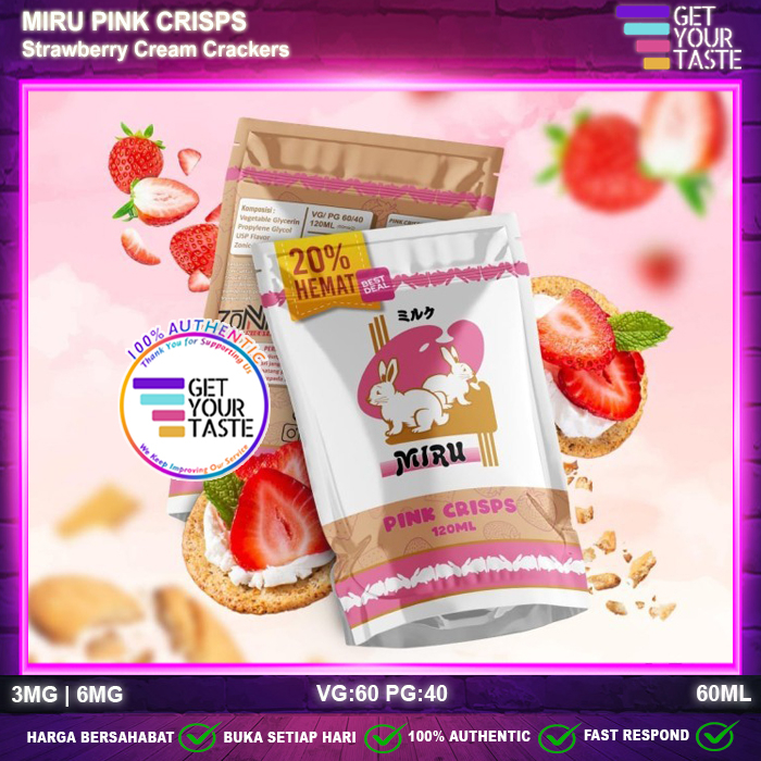 Jual Liquid Miru Pink Crisps 60ML Strawberry Cream Crackers 60ML Jojozo ...