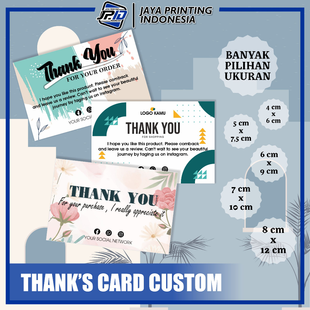 Jual JPID Thank you card custom / thank you card olshop / thank you ...