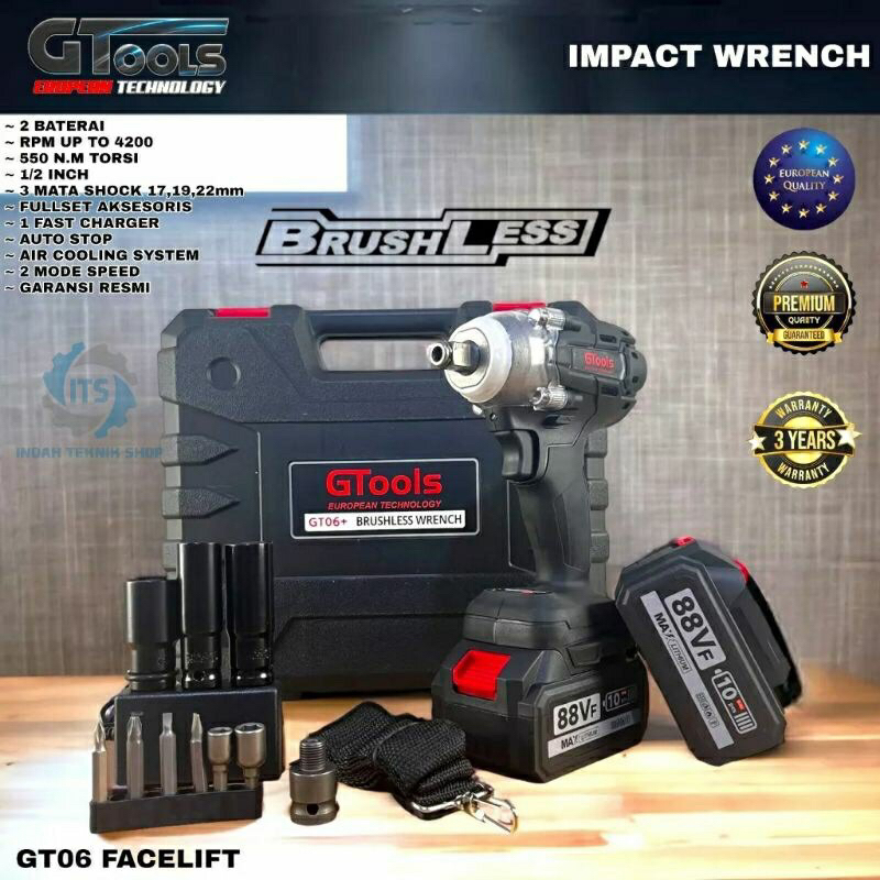 Jual Promo impact wrench GTOOLS GT06 facelift 88V mesin pembuka baut ban roda truck mobil motor ...