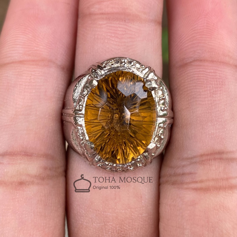 Jual Cincin Batu Permata Yellow Citrine Grade A Garansi 100% Natural (N ...