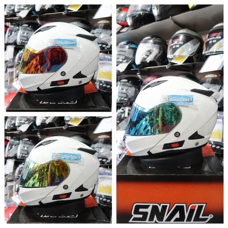 Jual Snail M1 Modular White Varian Visor Gold Red Blue | Shopee Indonesia