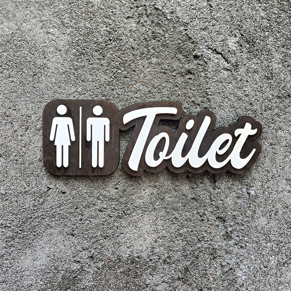 Jual Sign Board Papan Kayu Dekorasi Tanda Toilet Kamar Mandi - Tulisan ...