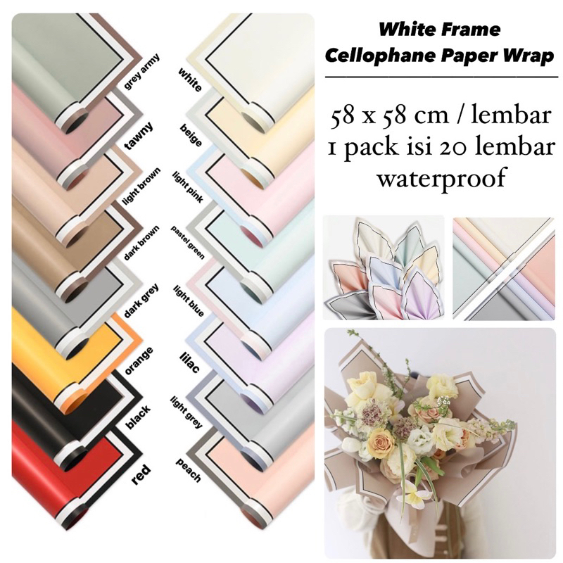 Jual Kertas Cellophane Bucket Bunga [White Frame] Flower Wrapping Paper ...