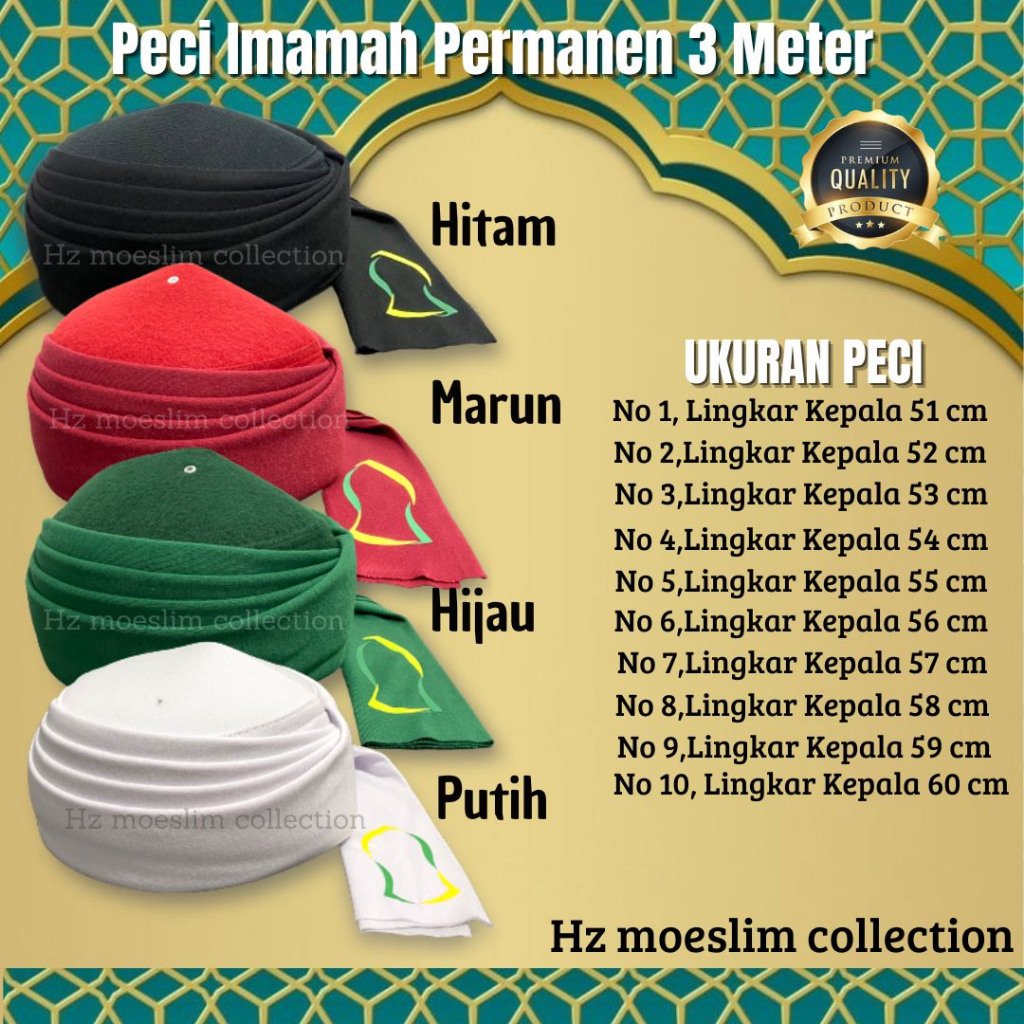 Jual Peci Imamah Permanen Rida Panjang 3 Meter Imamah Langsung Pakai ...