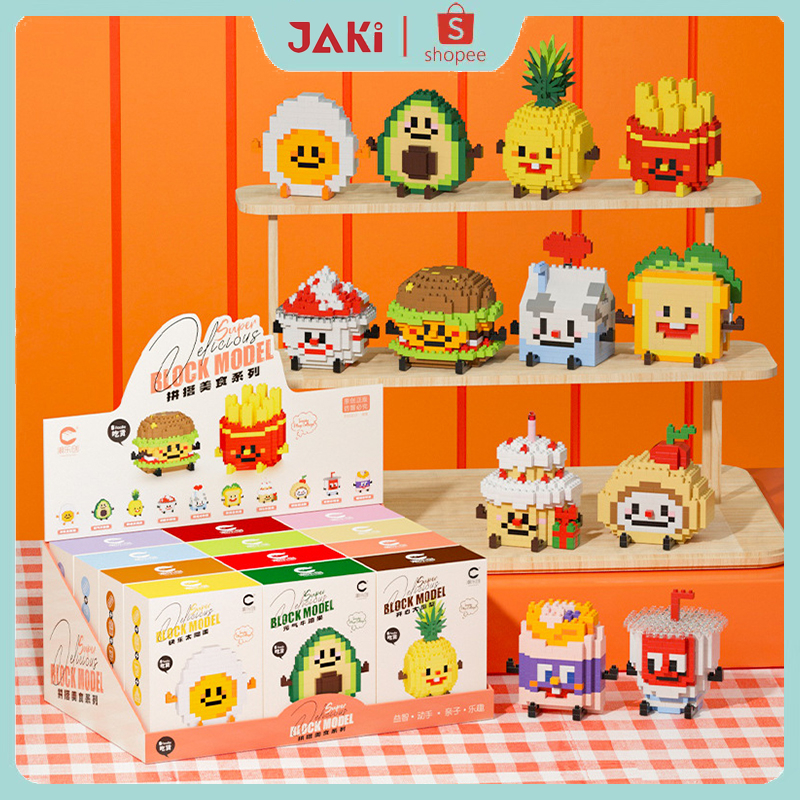 Jual JAKI Bangunan Mainan Hamburger Kentang Goreng Blok Buah Perakitan ...