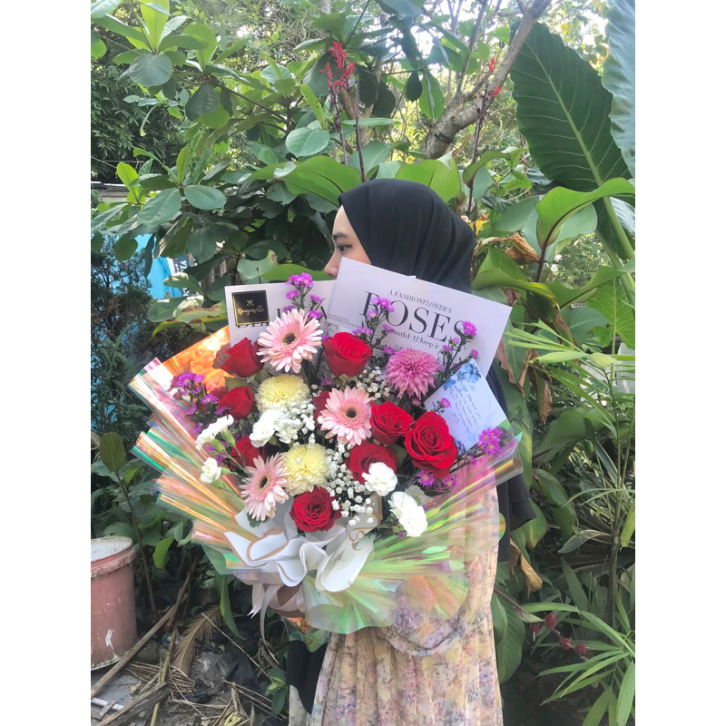 Jual hologram pink bouquet buket bunga wisuda handbouquet #buket bunga ...