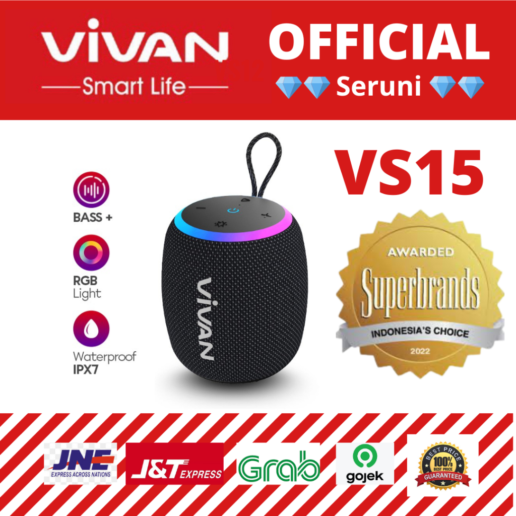 Jual VIVAN VS15 Bluetooth Speaker Surround Sound 360° Waterproof IPX7 ...