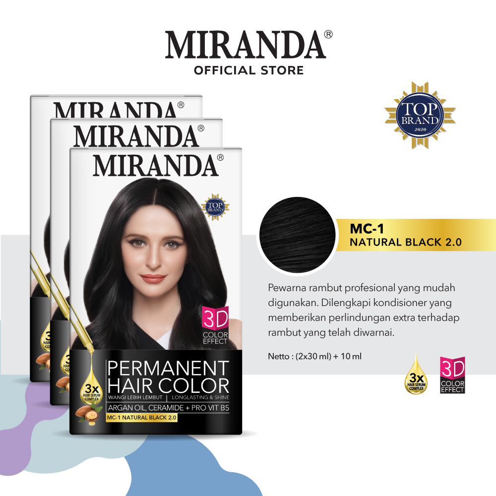 Jual Miranda Hair Color (Cat Rambut Permanen) MC1 Natural Black 30ml ...