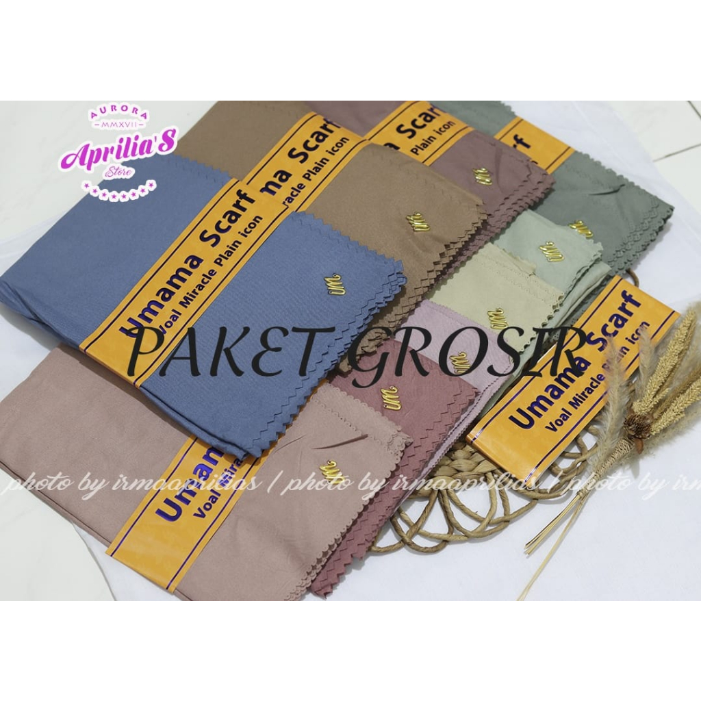 Jual PAKET ISI 10PCS RANDOM/GROSIR Jilbab Umama Voal Miracle Plain Laser Cut Hijab Segi Empat ...
