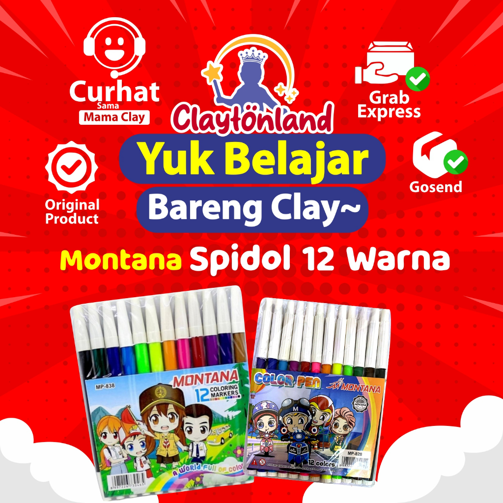 Jual Spidol Warna 1 Set Isi 12 Warna / Spidol 12 Warna Montana ...